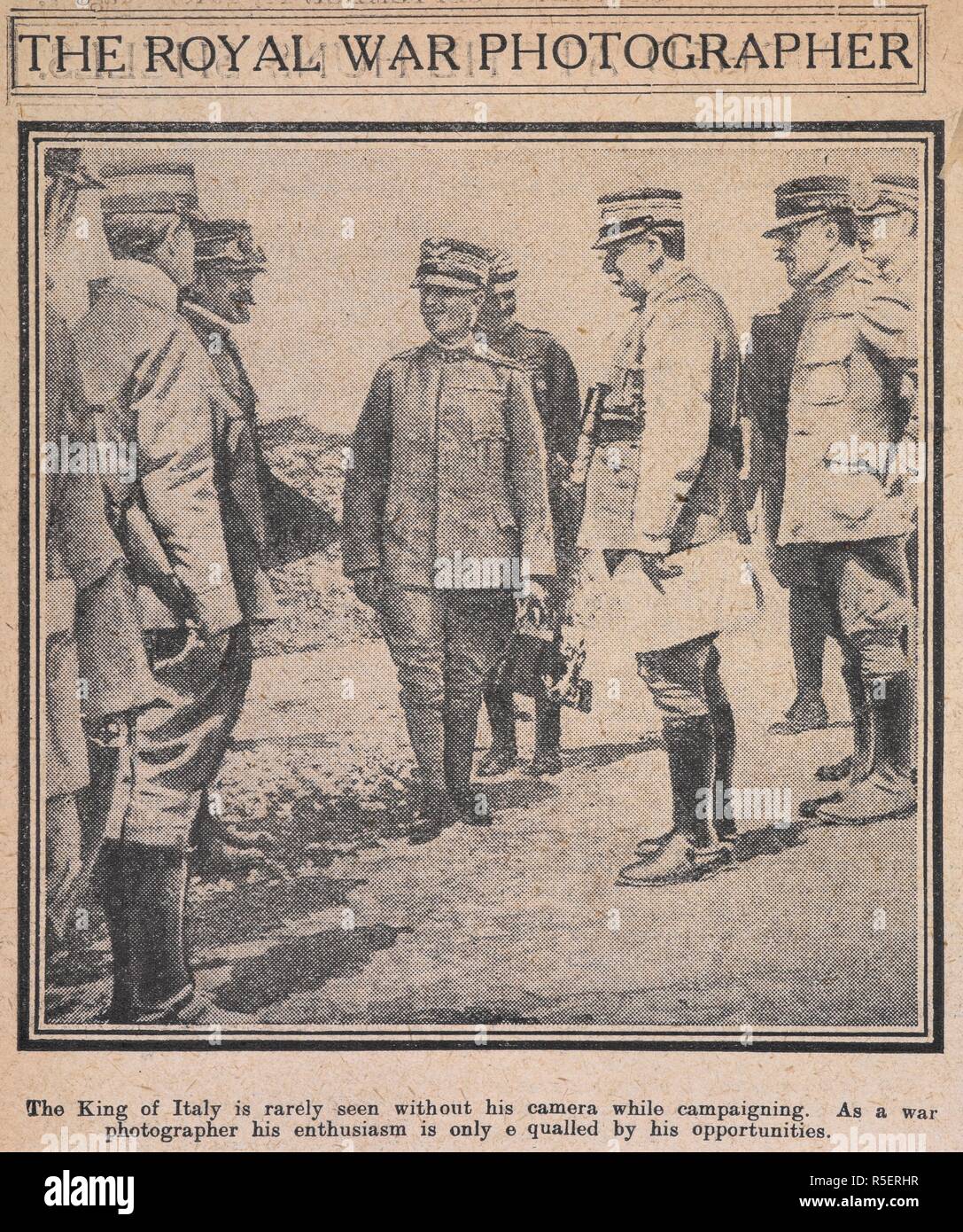 'The Royal war photographer'. The King of Italy, with officers, during ...