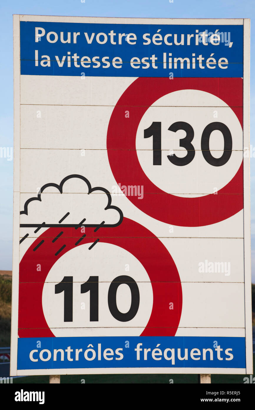 France, Motorway Speed Sign Stock Photo - Alamy