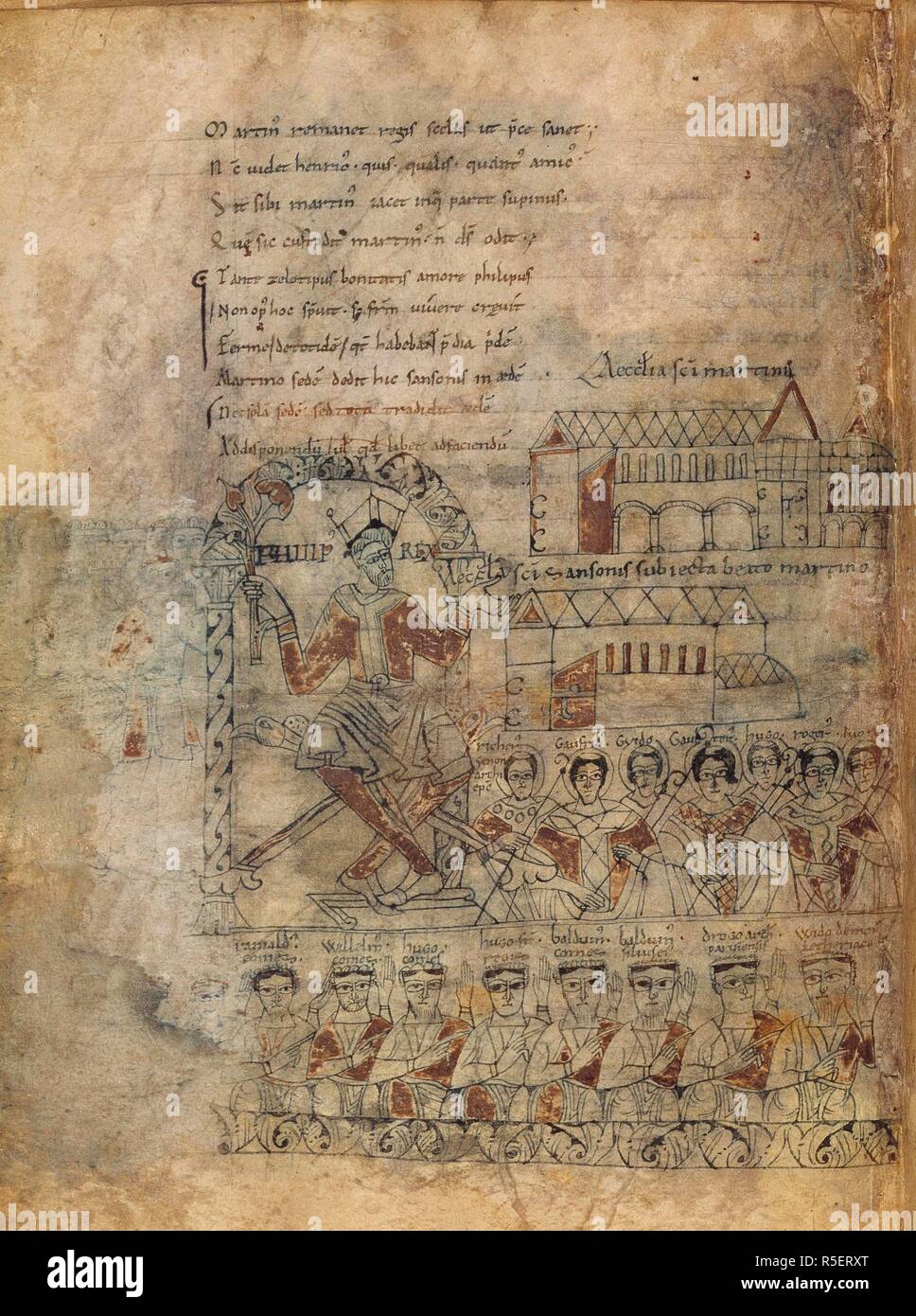 King Philip I with his court. Chronicle of the Abbey of Saint Martin ...