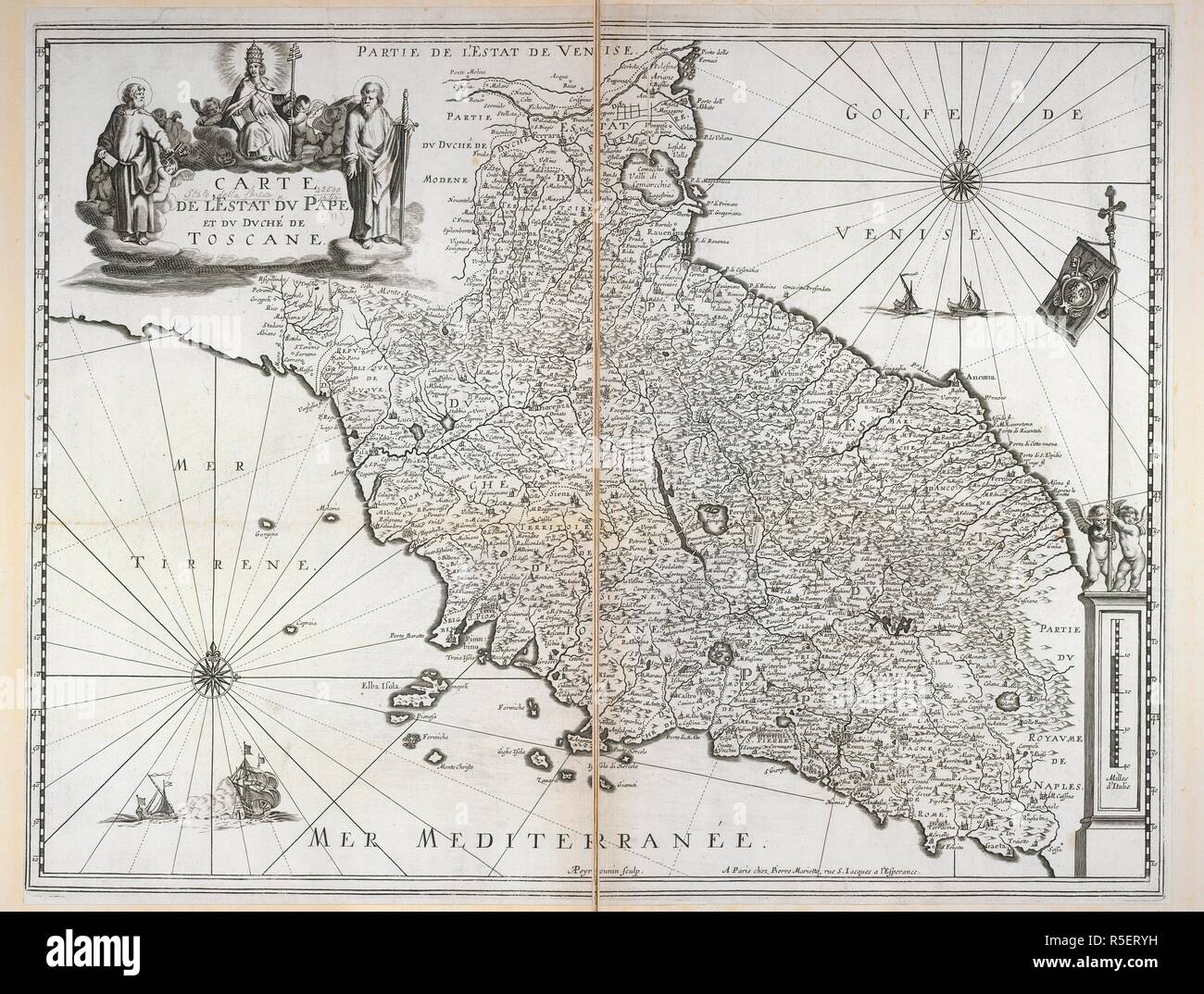 Tuscany. Carte de l'Estat du Pape et du DuchÃ© de Toscane. [1650?]. Map ...