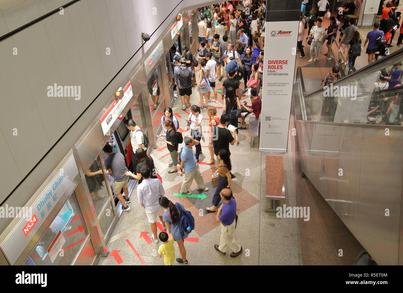 People travel by MRT subway at Clarke Quay station Singapore Stock ...