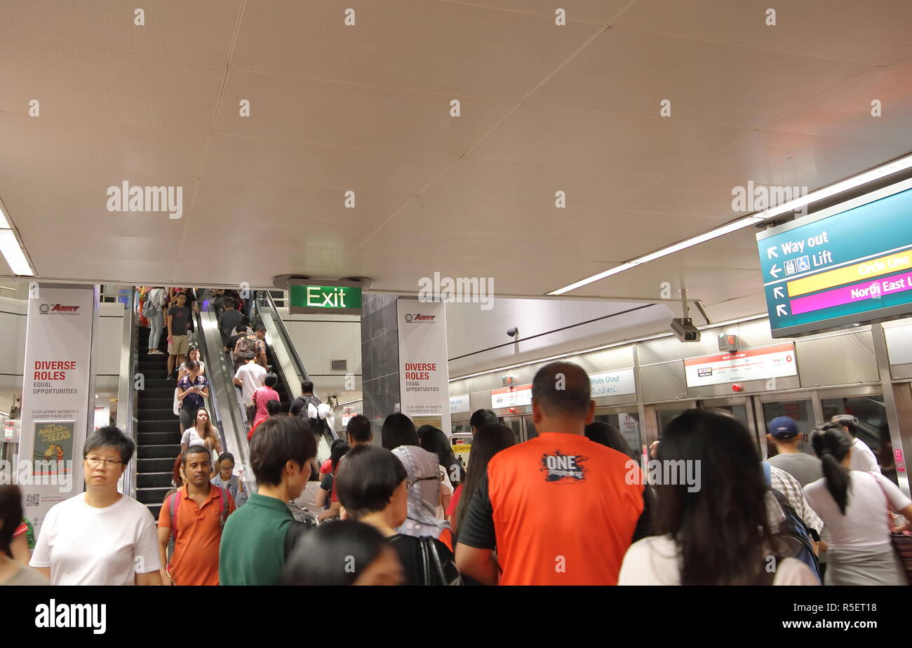 People travel by MRT subway at Clarke Quay station Singapore Stock ...