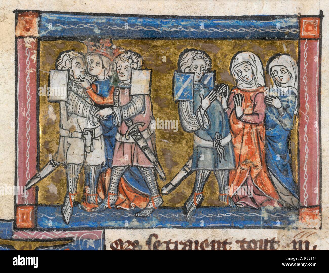 Lancelot and Guinevere kiss. Le Livre de Lancelot del Lac. France ...