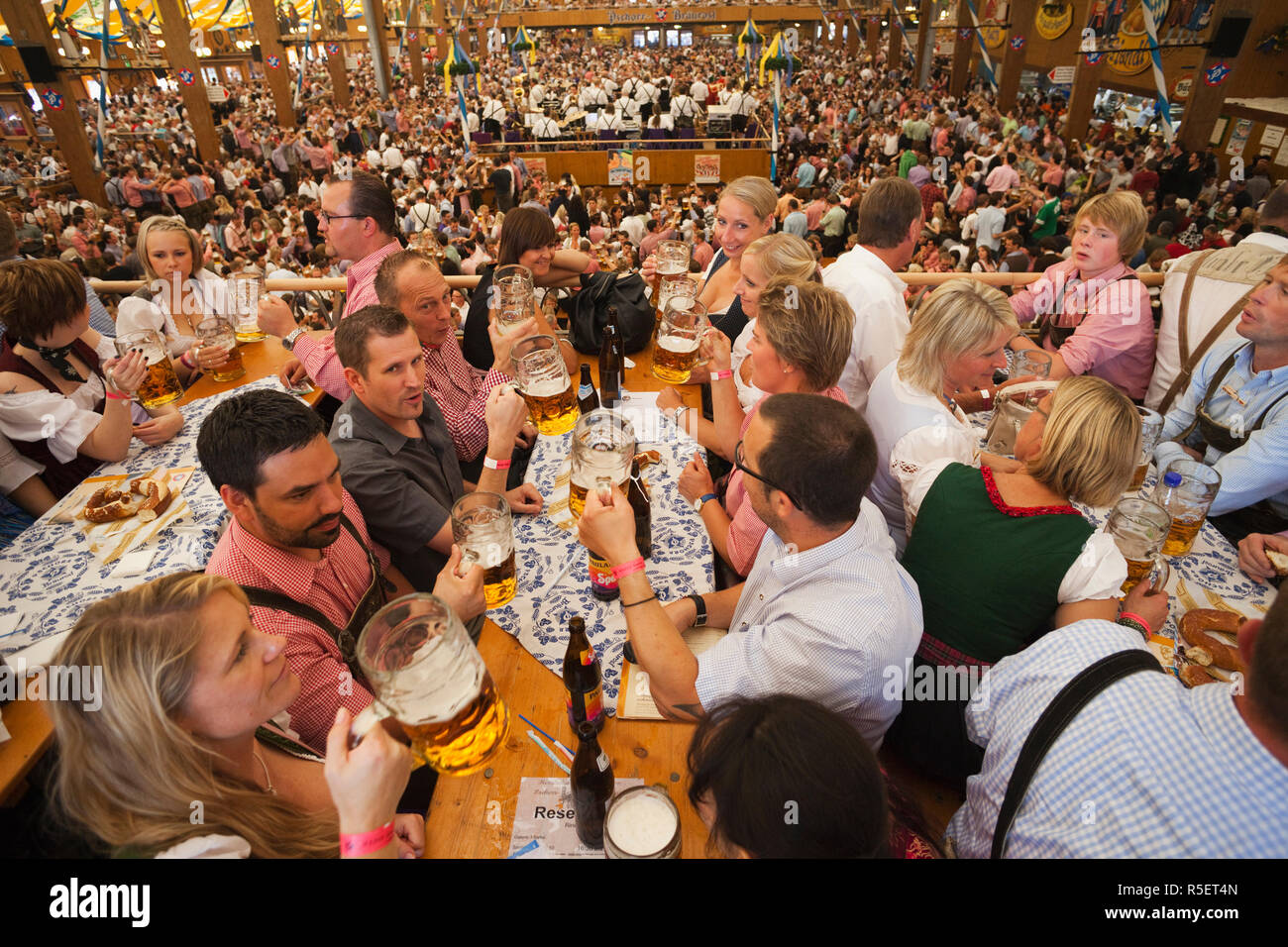 Germany, Bavaria, Munich, Oktoberfest, Typical Beer Tent Scene Stock ...