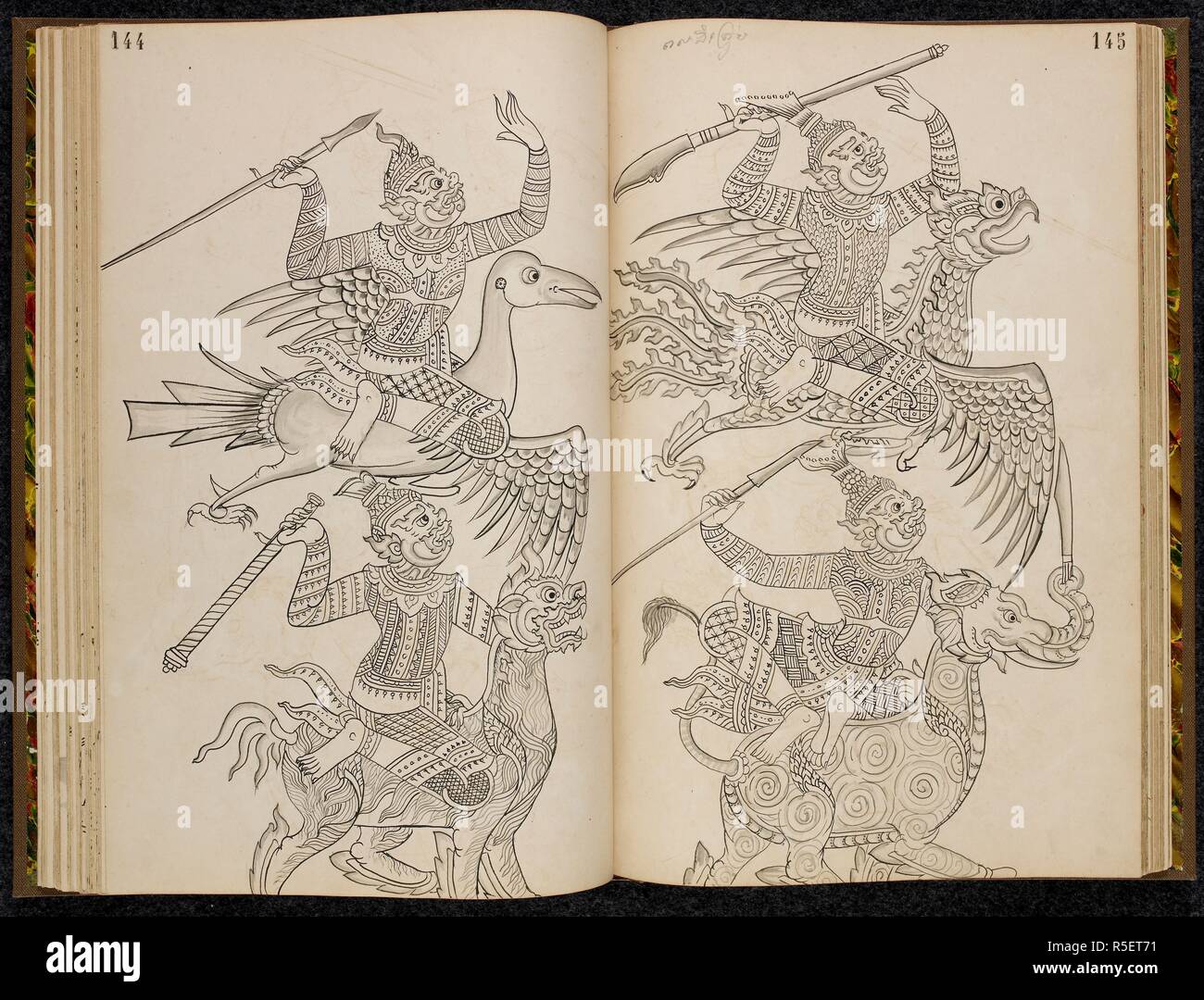 An army of demons, scene from the Ramakien (Thai version of the ...