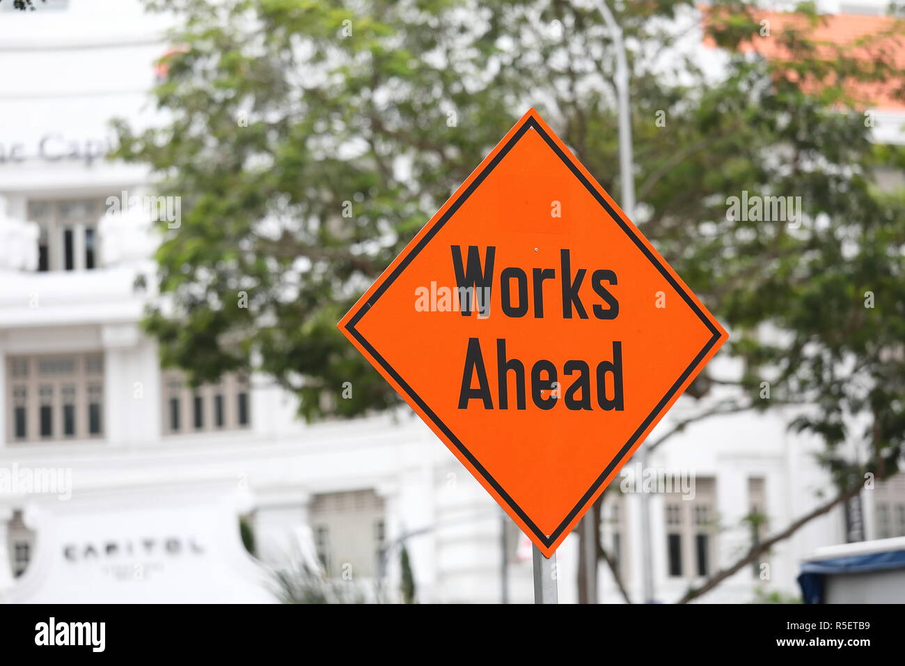Works ahead road sign Stock Photo - Alamy
