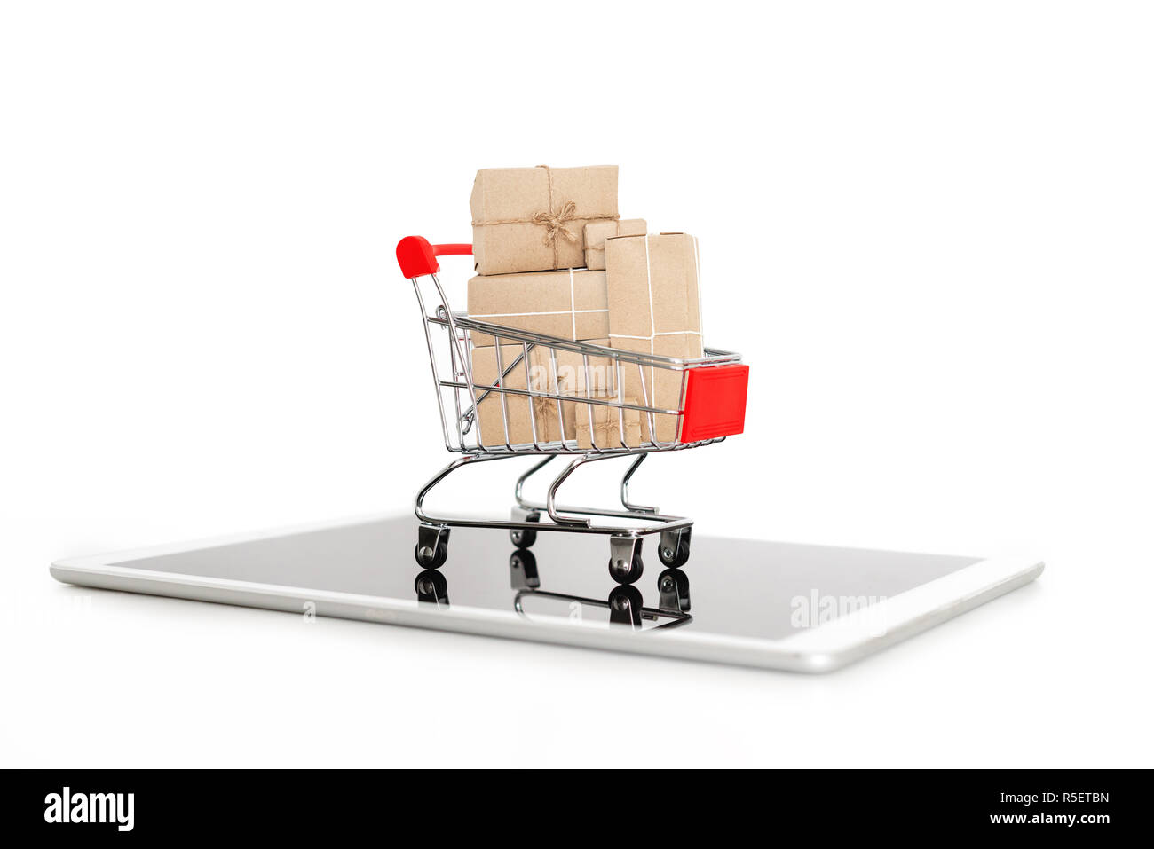 Online shopping and internet shopping delivery, Shopping cart full of ...