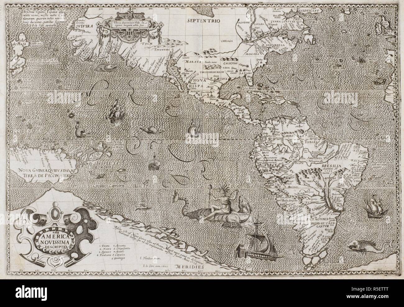 A map of North and South America. 1589 AMERICAE NOVISSIMA DESCRIPTIO ...