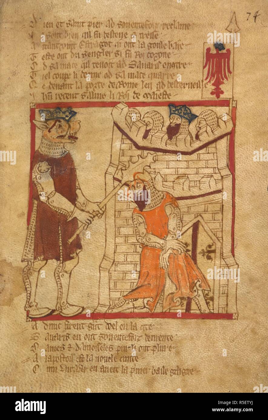 The giant Estragot slays Savaris. ROMANCES in French verse ... 14th ...