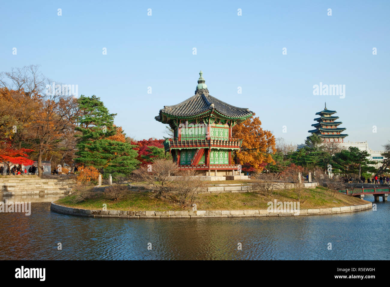 South Korea, Seoul, Gyeongbokgung Palace, Hyangwonjeong Pavilion Stock ...