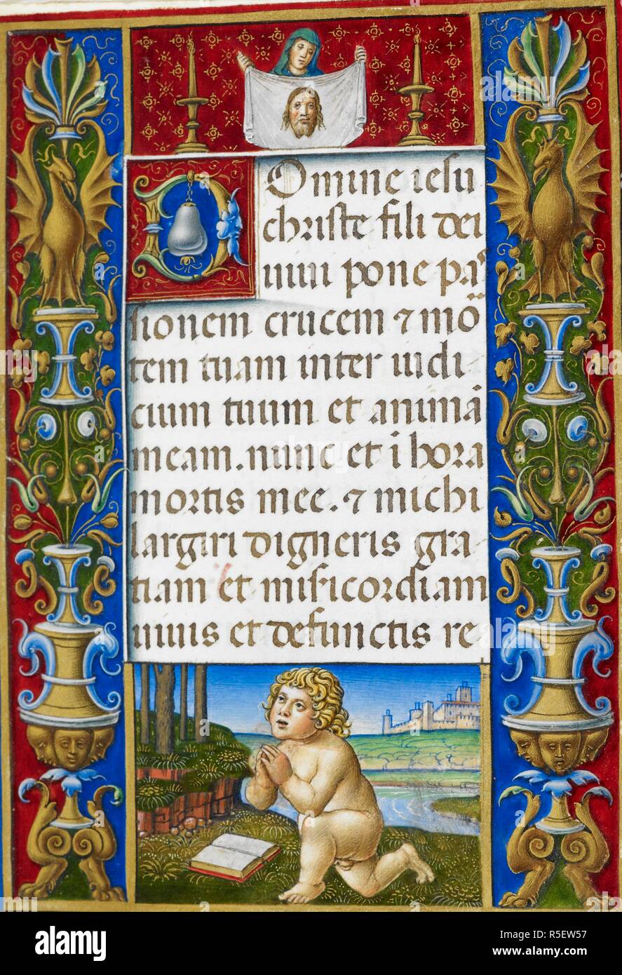 Text page from Hours of the Cross with decorated border showing St ...