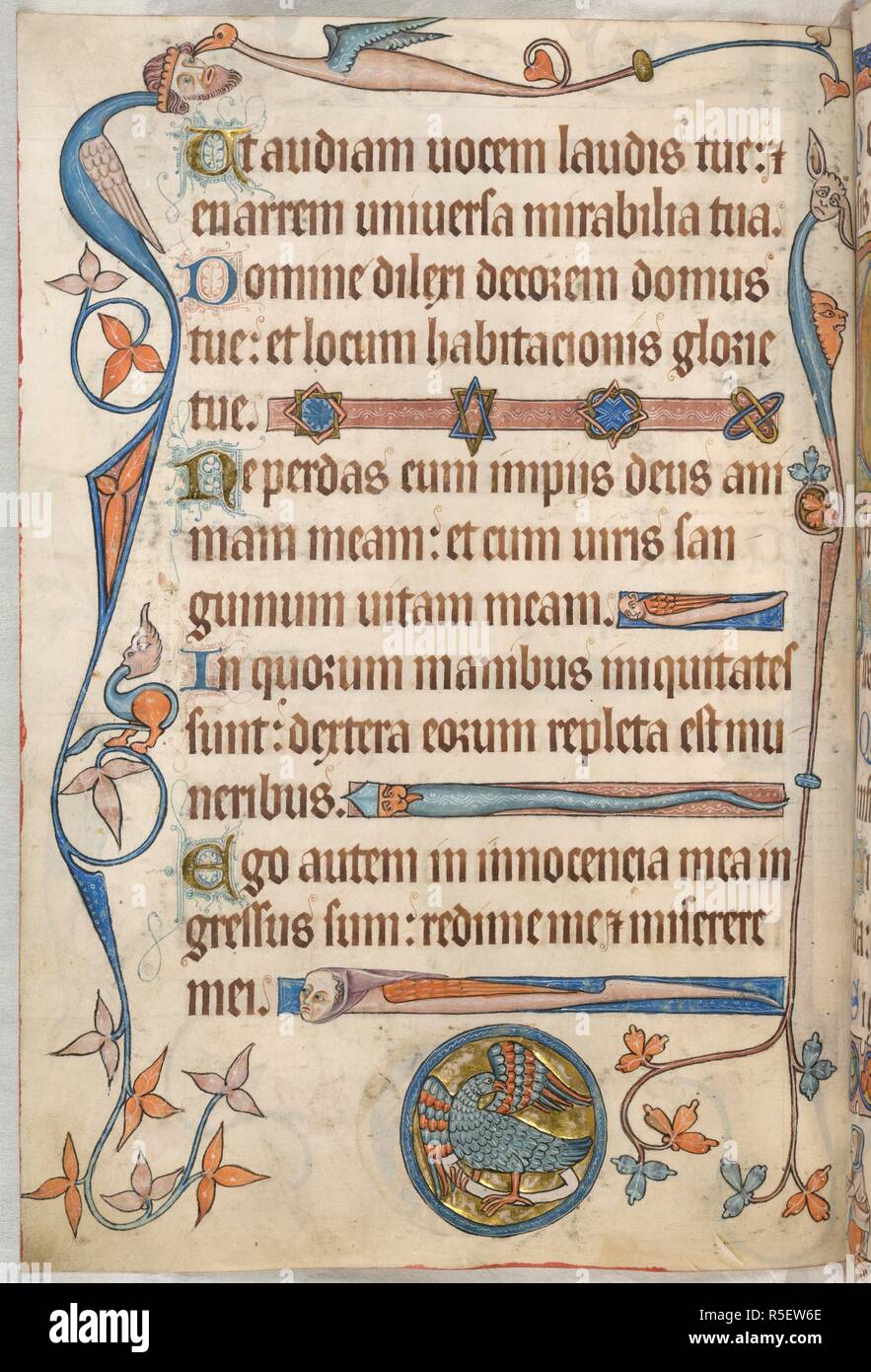 Psalm 25. Border decoration with small grotesques. In the lower margin ...