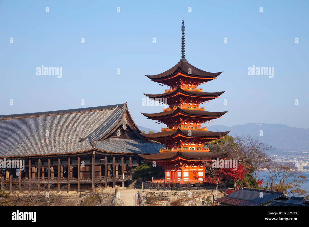 Japan, Miyajima Island, Hokoku Shrine, The Five Storied Pagoda and ...