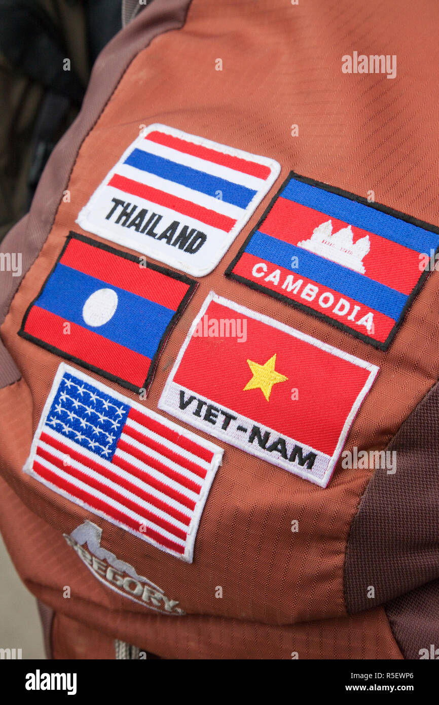 Vietnam, Hanoi, Backpack with Flags Stock Photo - Alamy