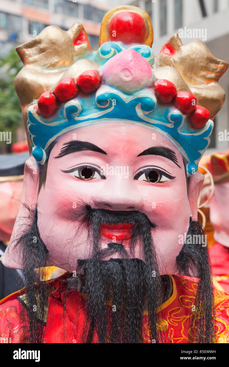 China, Hong Kong, Tai Kok Tsui Temple Fair, Parade Participant Dressed ...