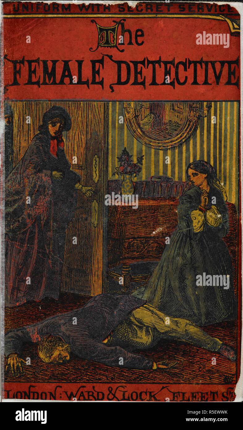 Illustrated front cover showing two women and the dead body of a man. A ...