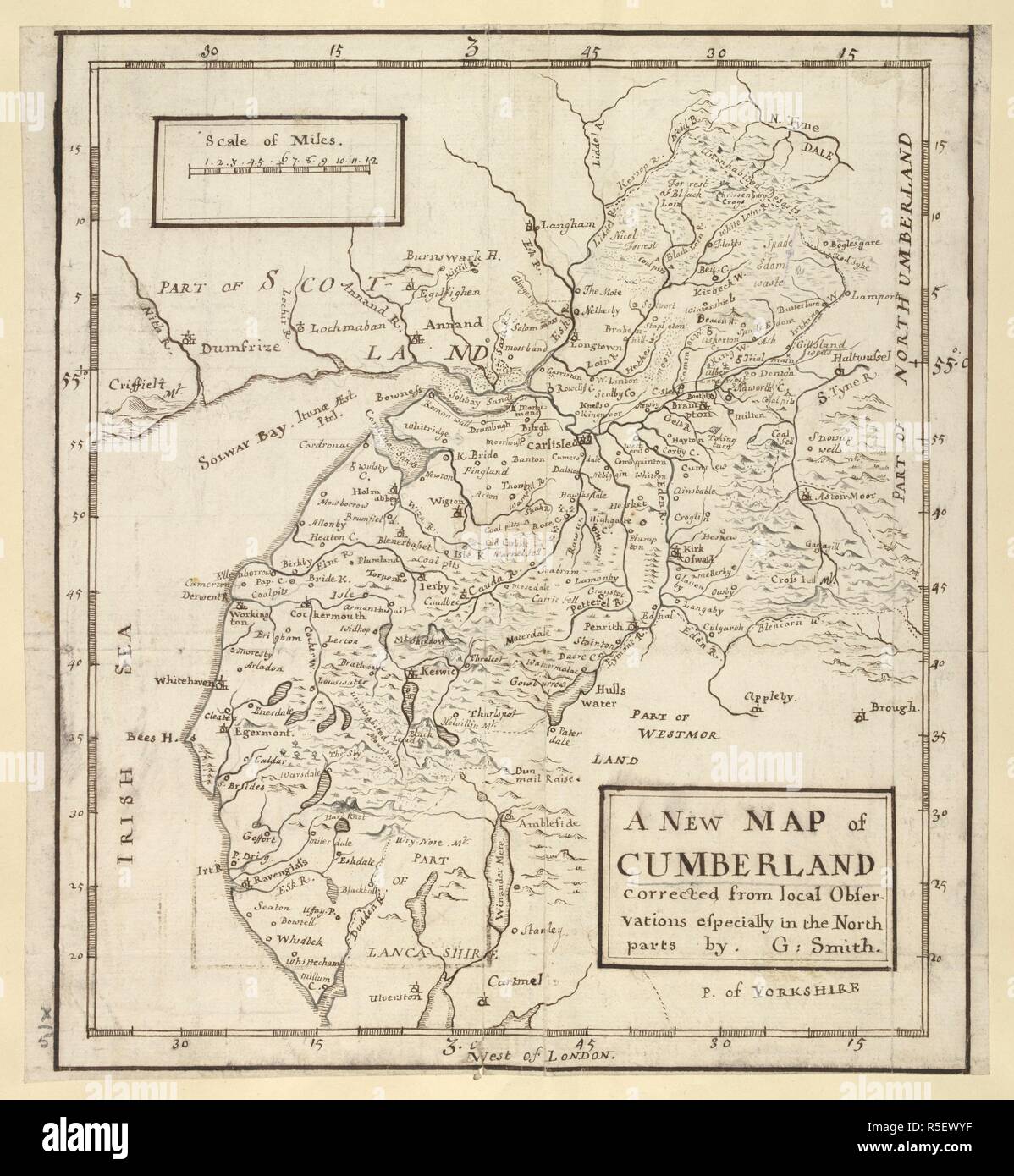 A map of Cumberland. "A New Map of Cumberland, corrected from local ...