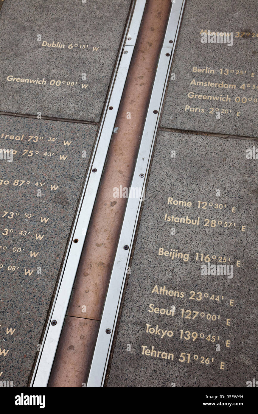 England, London, Greenwich, Royal Observatory, Greenwich Meridian Line ...