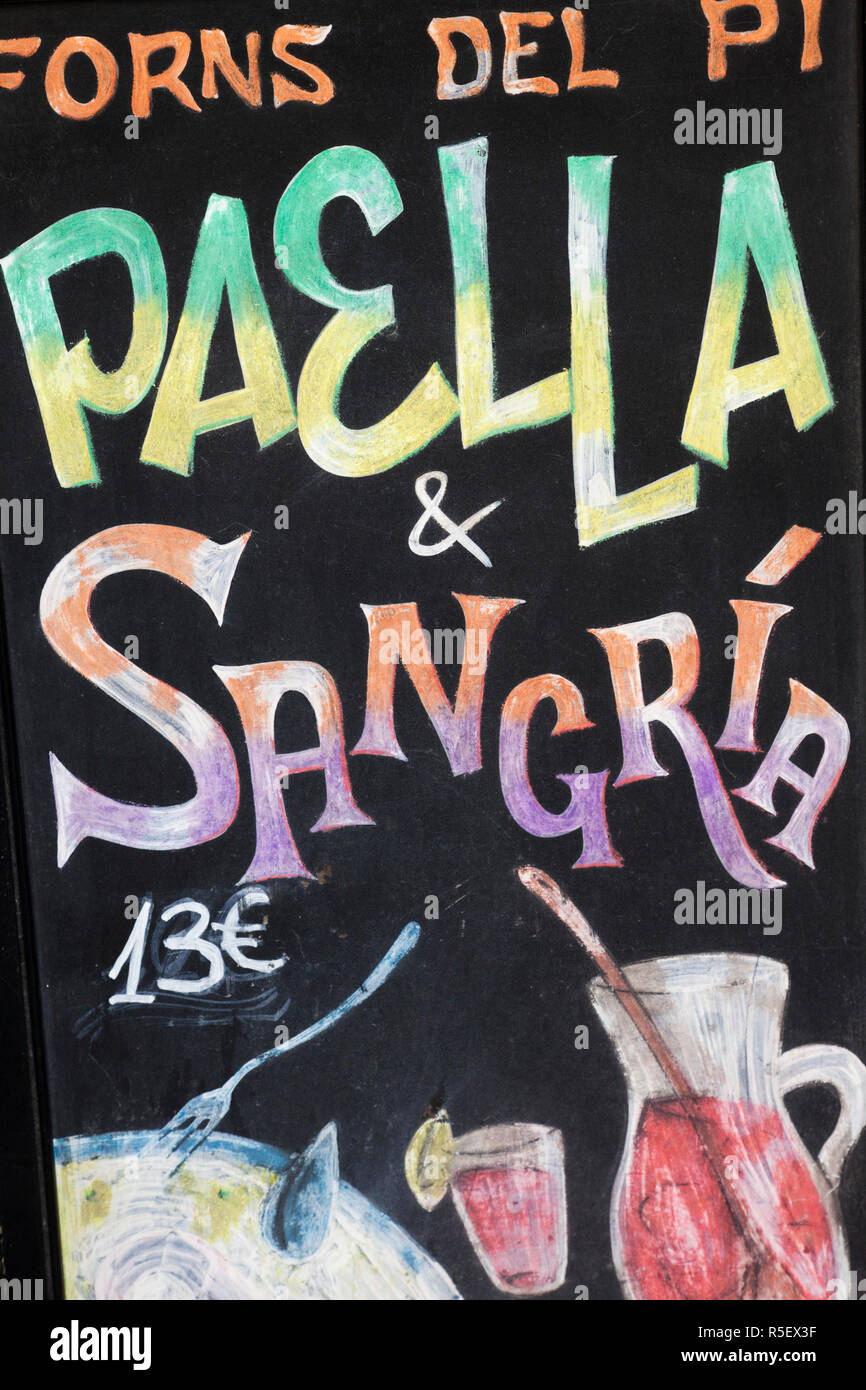 Spain, Barcelona, The Gothic Quarter, Restaurant Menu Signs Stock Photo ...