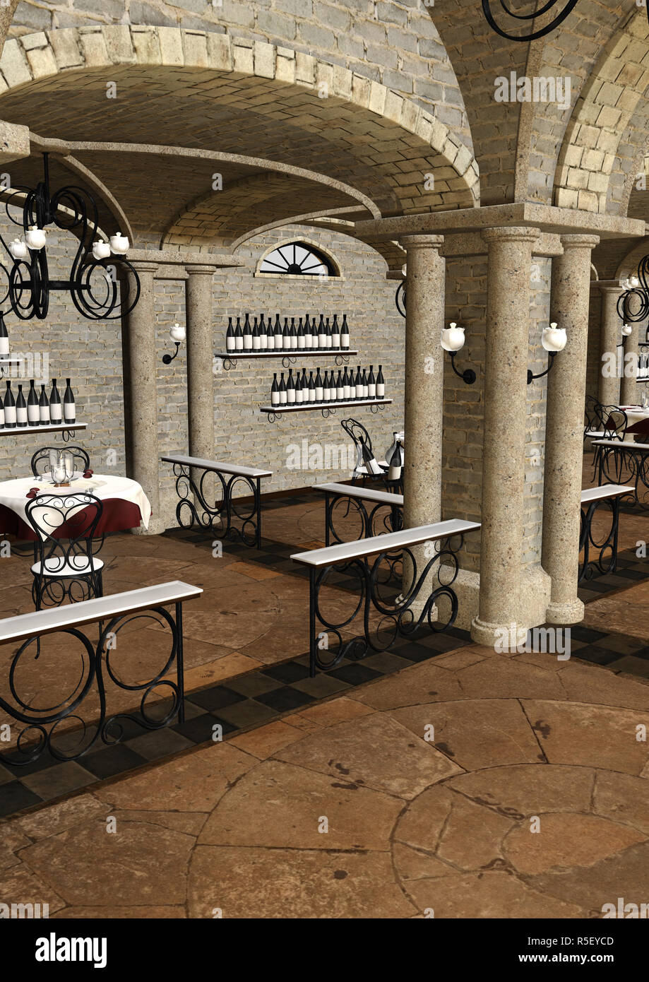 3D Rendering Bar Interior Stock Photo - Alamy