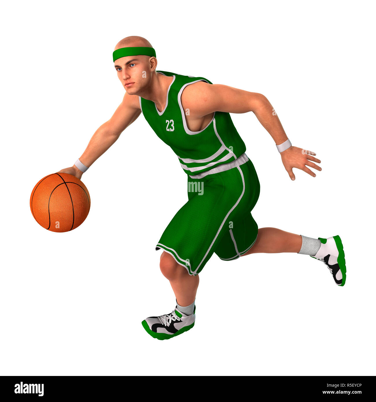 3D Rendering Basketball Player on White Stock Photo - Alamy