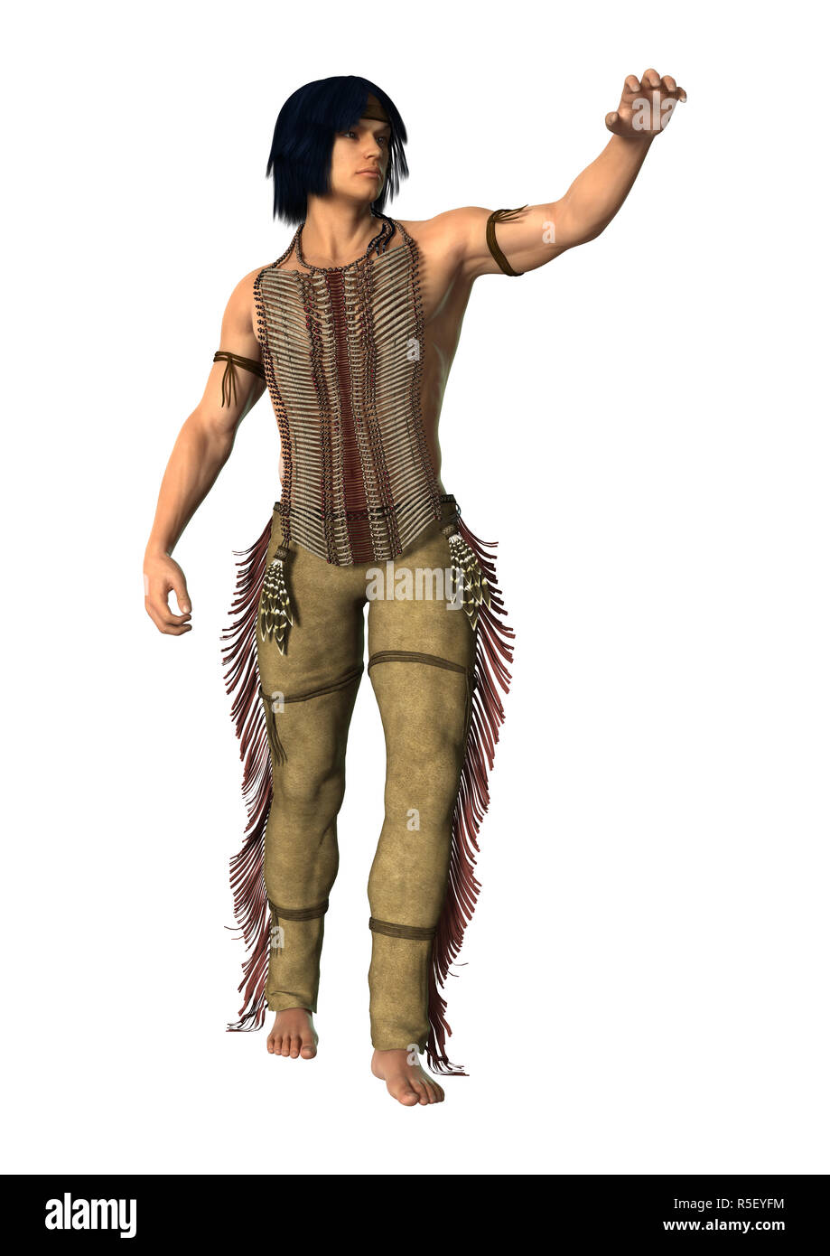 3D Rendering Native American Man on White Stock Photo - Alamy