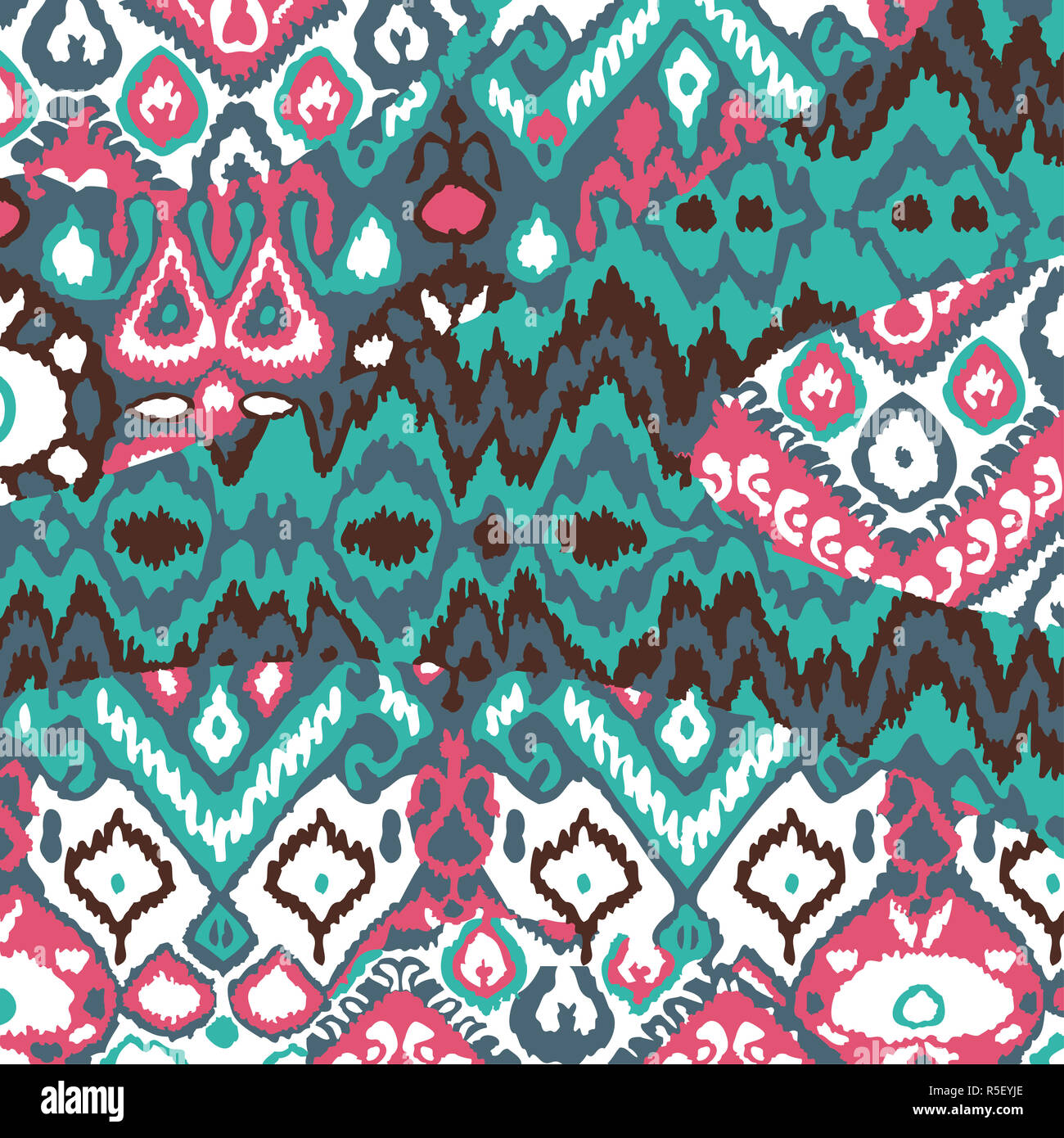 Ethnic bohemian arabesque pattern. Zigzag geometric retro abstract ...