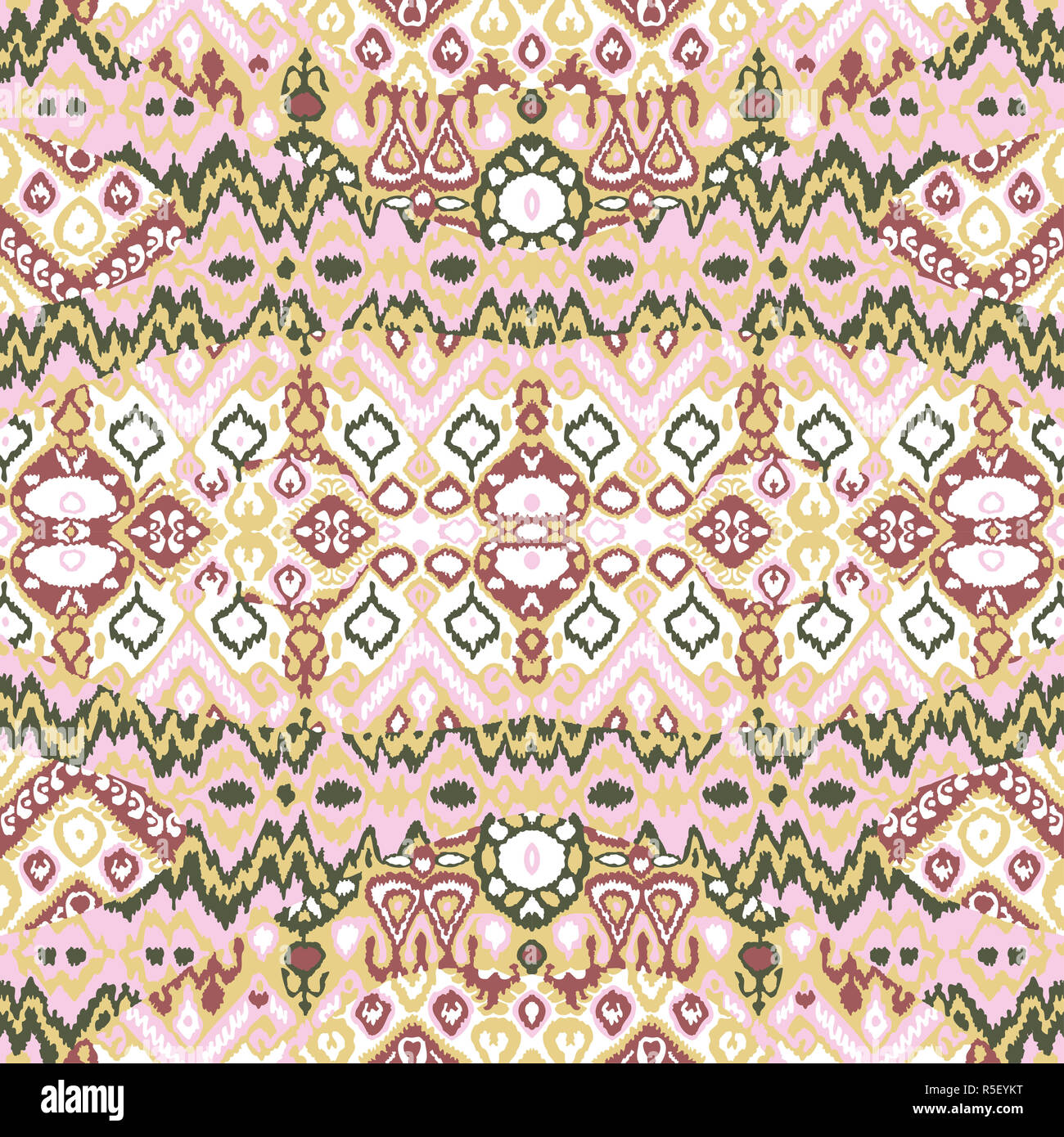 Ethnic Bohemian Arabesque Pattern Zigzag Geometric Retro Abstract