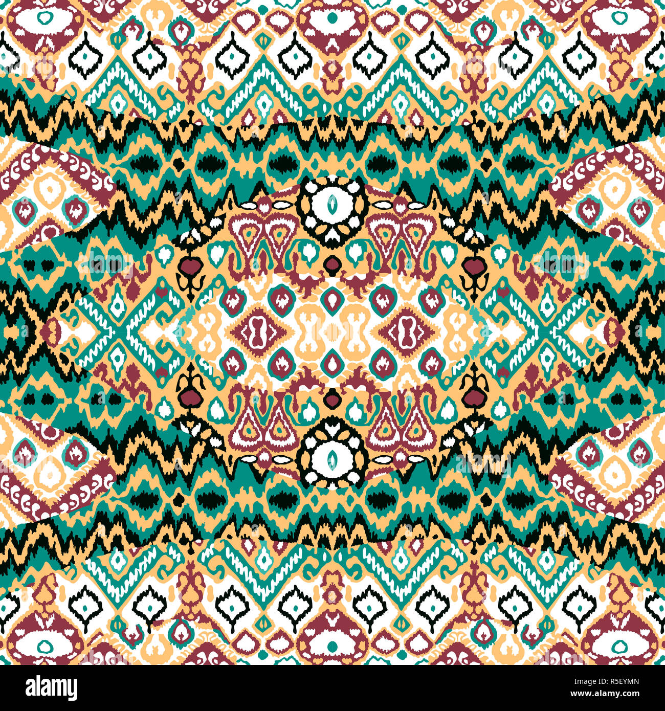 Ethnic bohemian arabesque pattern. Zigzag geometric retro abstract ...