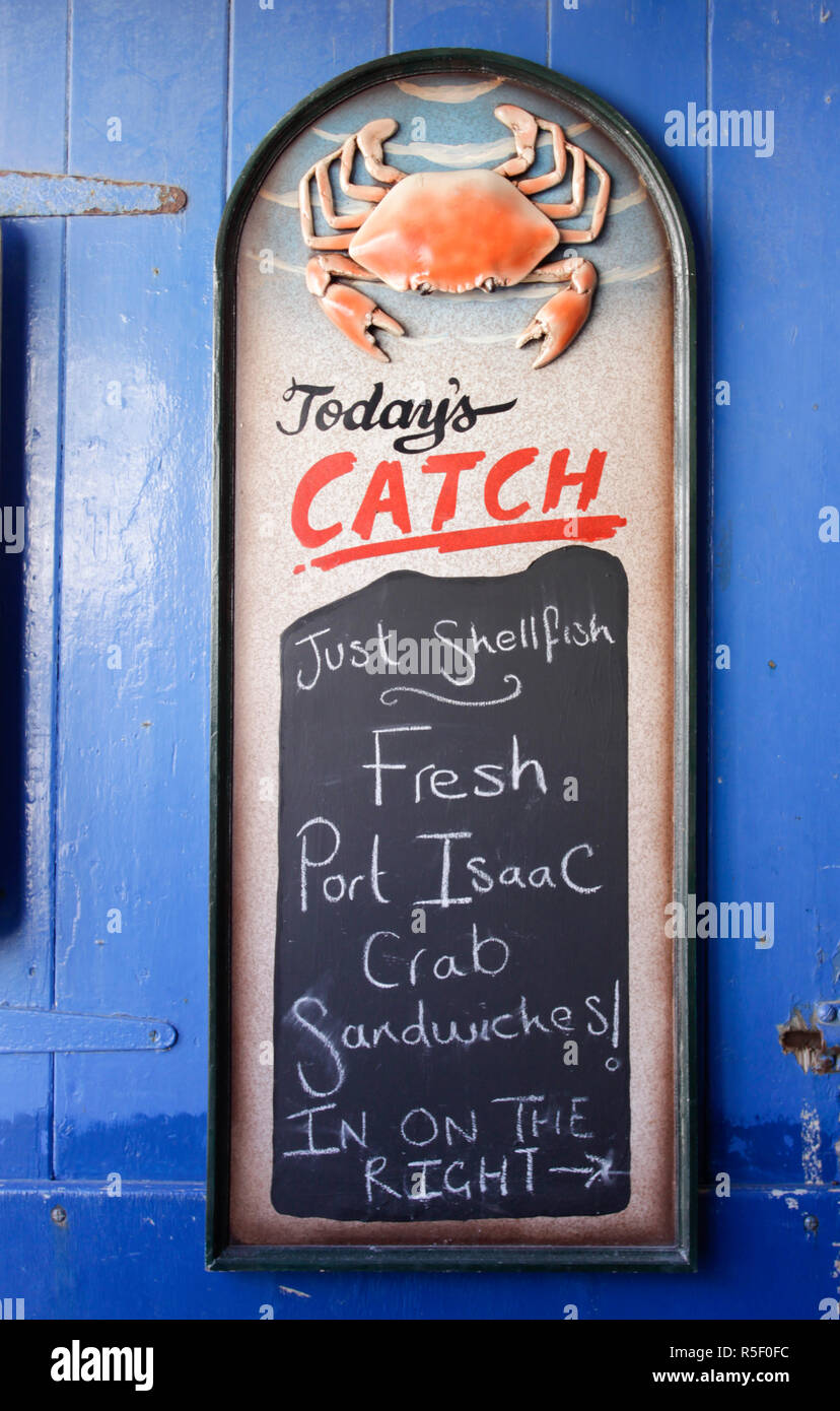 Sign outside fishmongers, Port Isaac, Cornwall, England Stock Photo - Alamy
