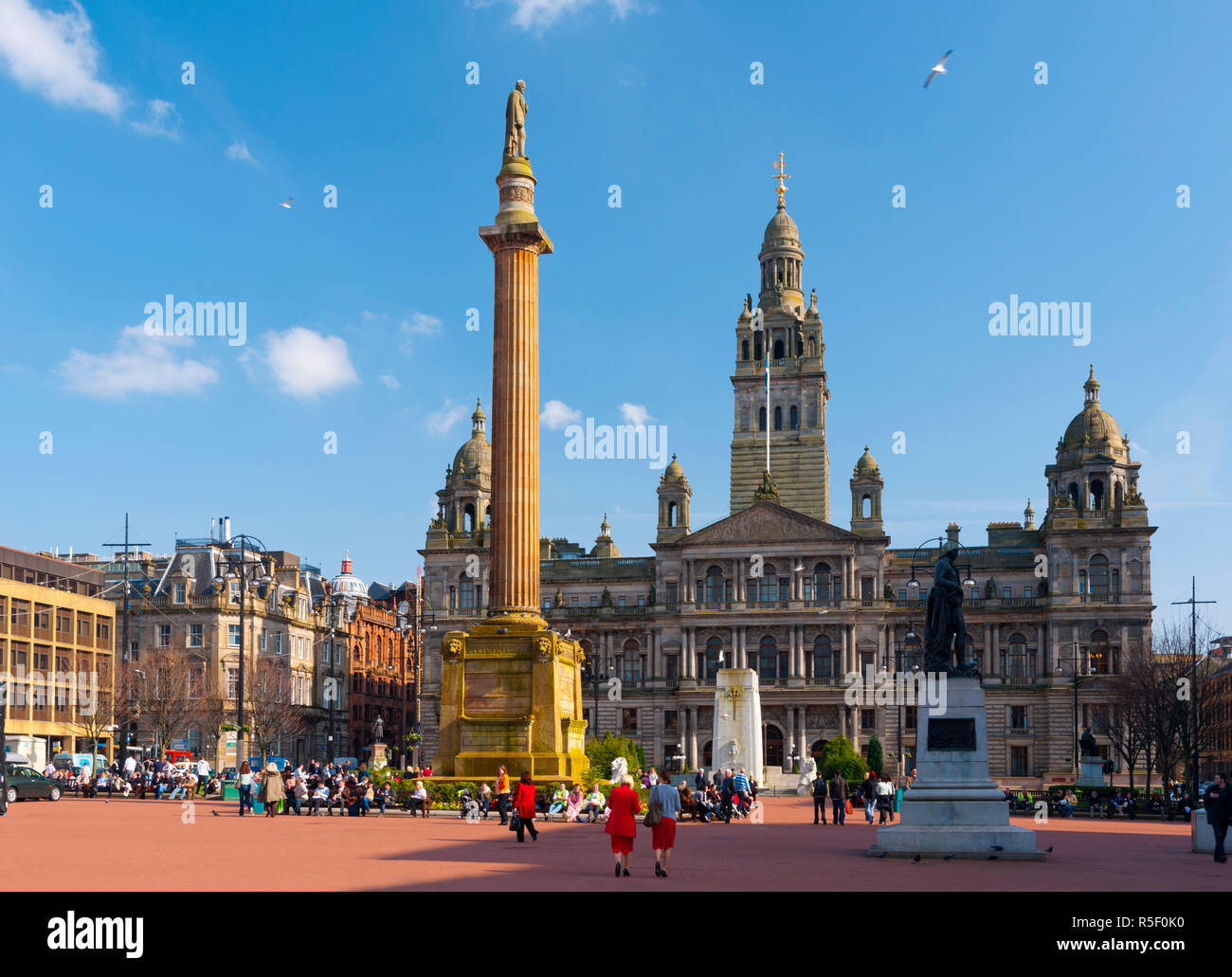 UK, Scotland, Glasgow, George Square, Glasgow City Chambers Stock Photo ...