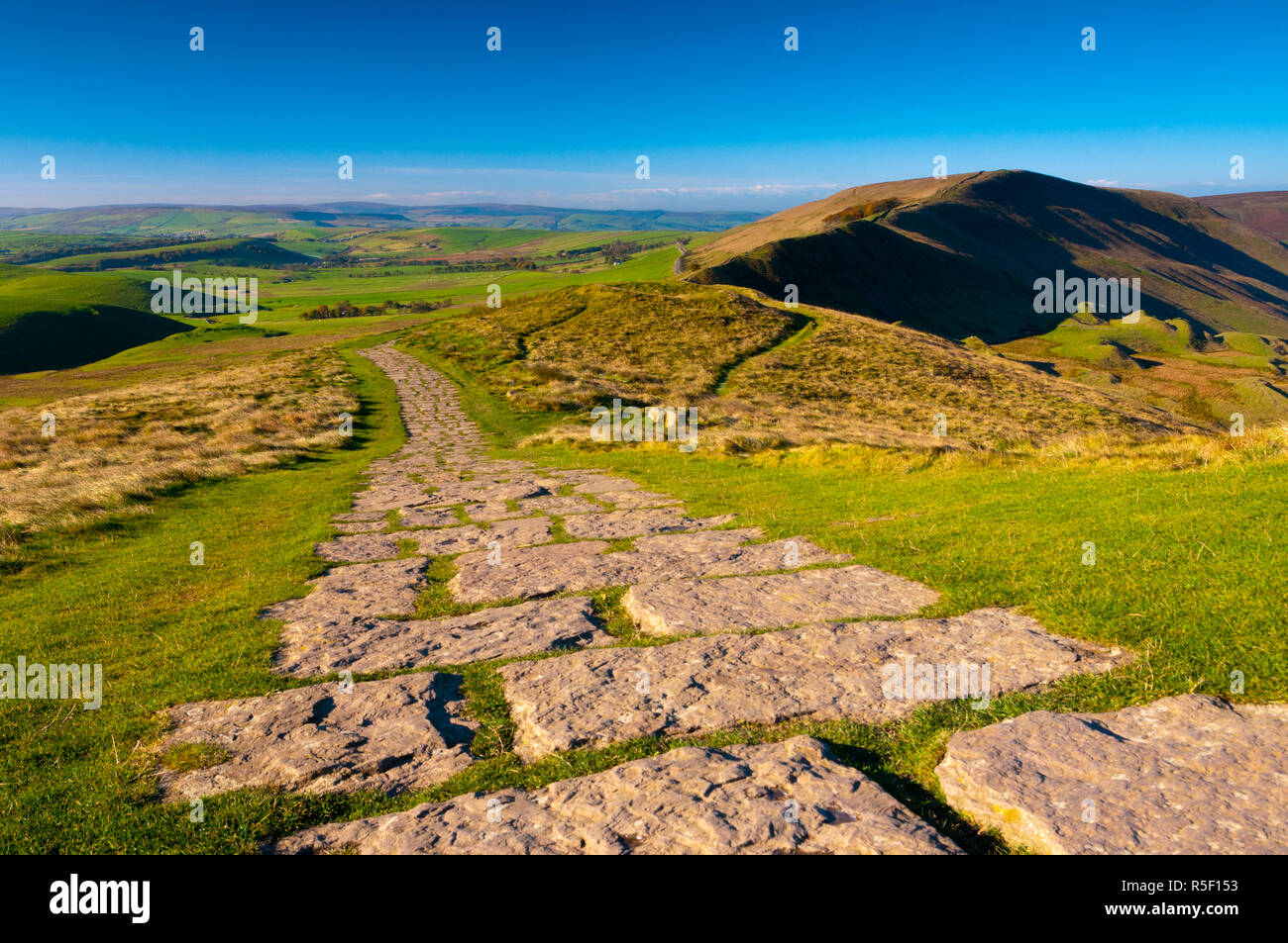 UK, England, Derbyshire, Peak District National Park, Mam Tor Stock ...