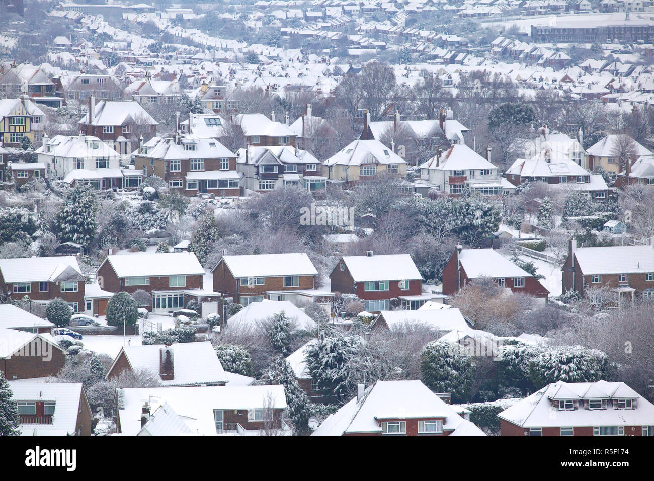 Snow in Suburbia, East Sussex, England, UK, Europe Stock Photo - Alamy