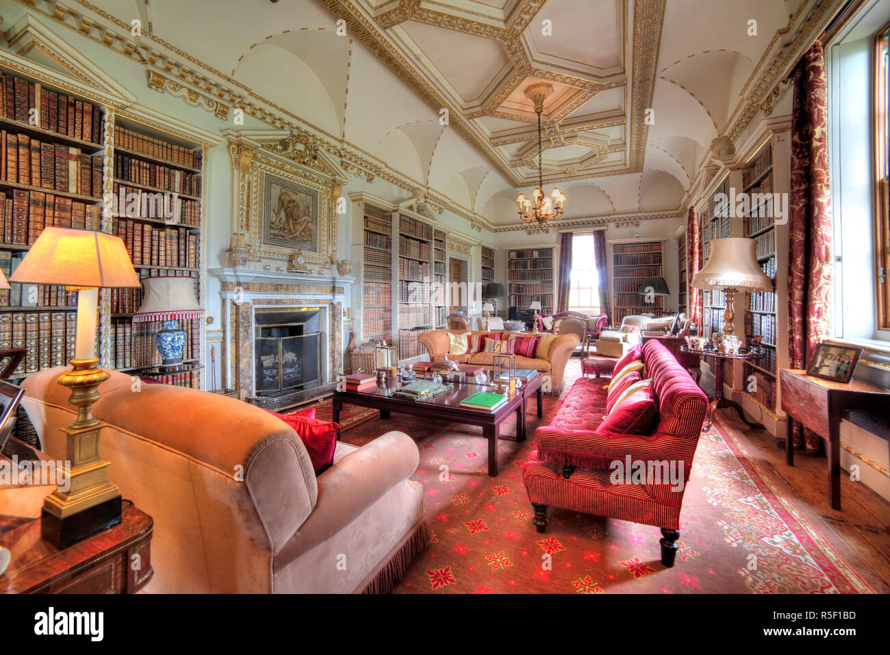 Library, Holkham Hall, Norfolk, England, UK Stock Photo - Alamy