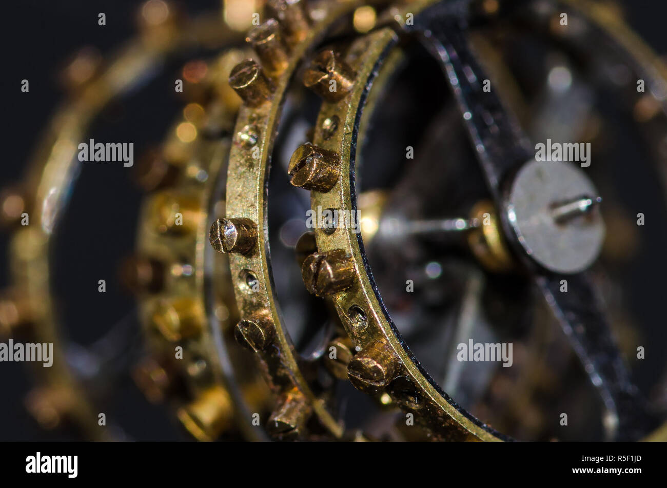 Watch Parts: Close Look at Row of Vintage Metallic Balance Wheels Stock ...