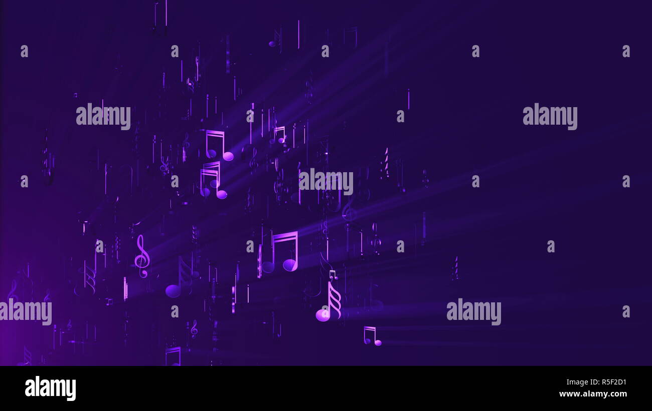 Abstract background with music notes. 3d render digital backdrop Stock ...