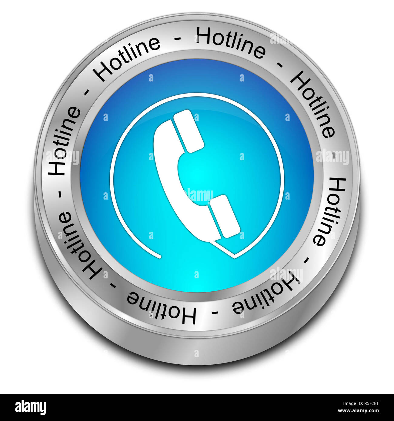 glossy blue Hotline Button - 3D illustration Stock Photo - Alamy