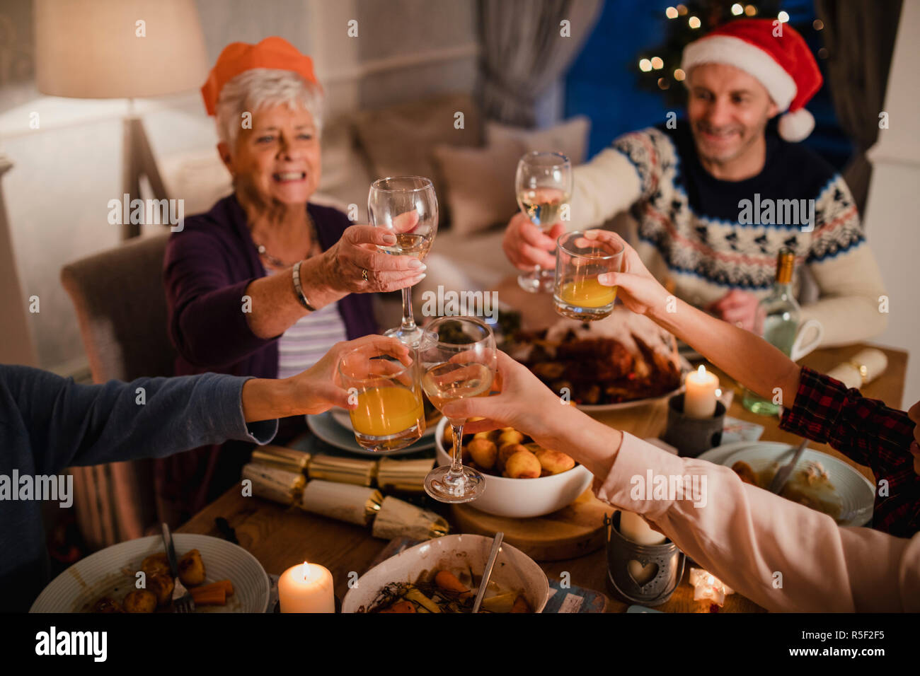 Chrismas Dinner Toast Stock Photo - Alamy