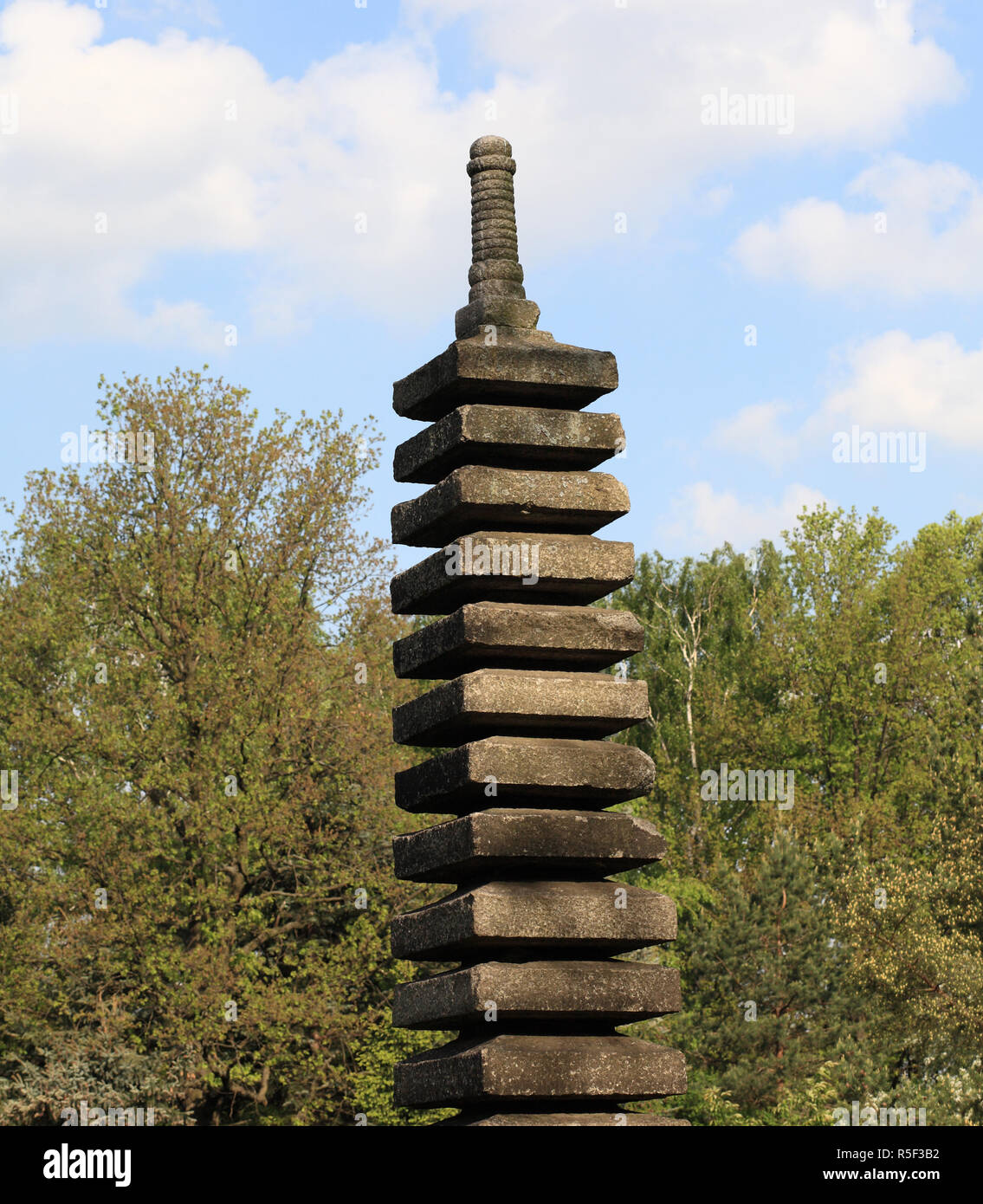 stone column in japan garden Stock Photo - Alamy