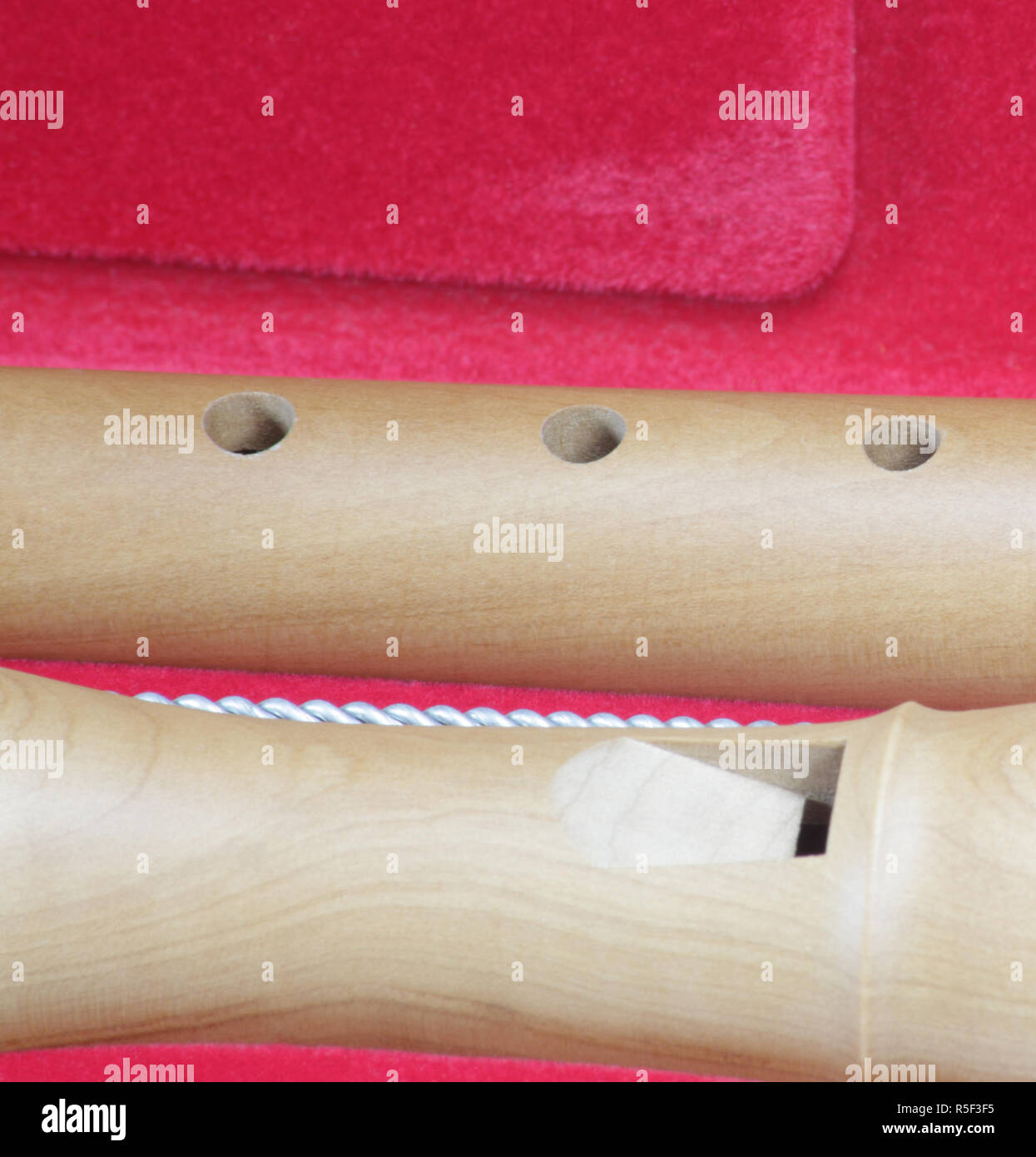 wood recorder in red case Stock Photo - Alamy