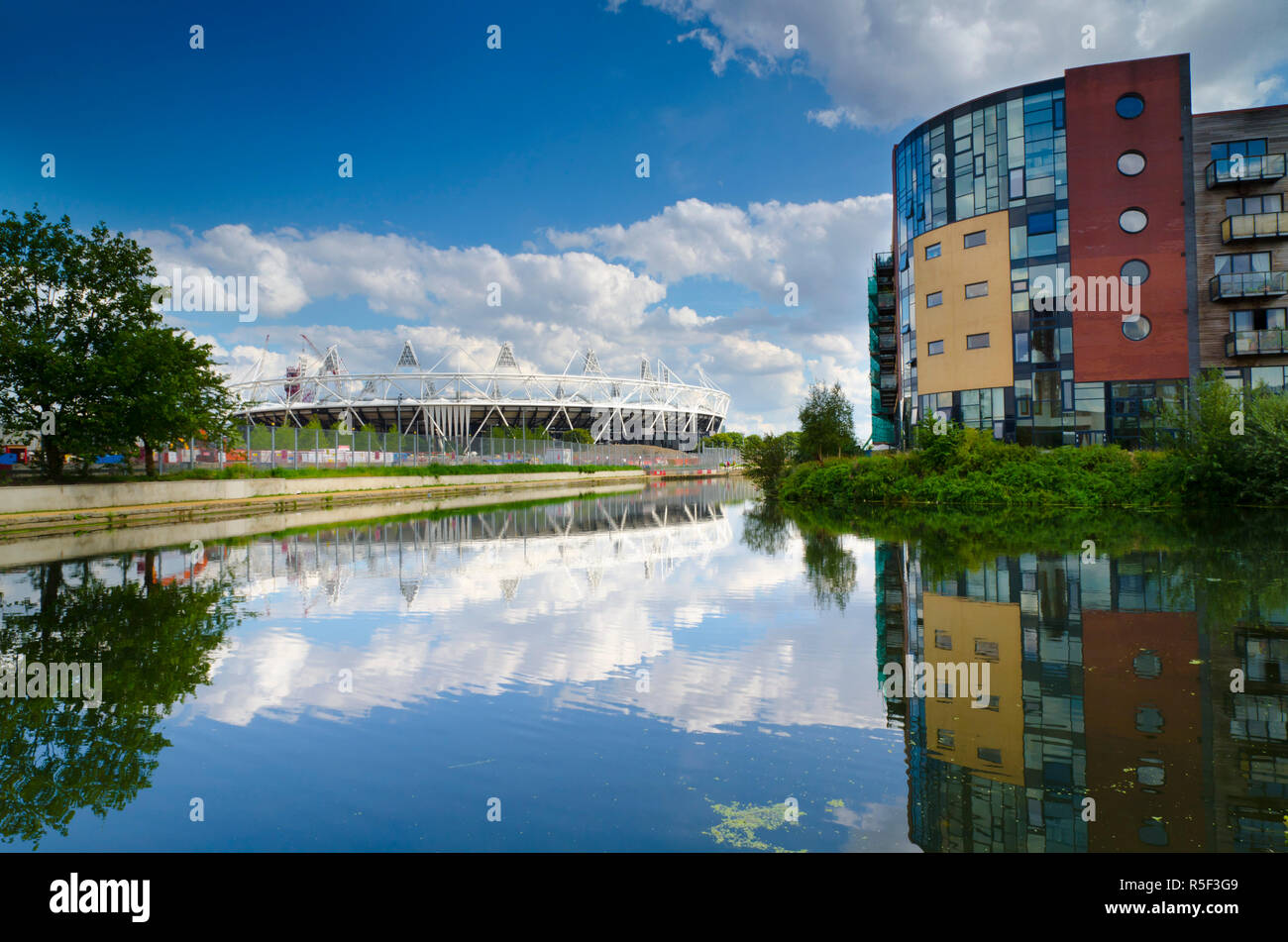 UK, England, London, Hackney Wick, River Lee Navigation and London 2012 ...
