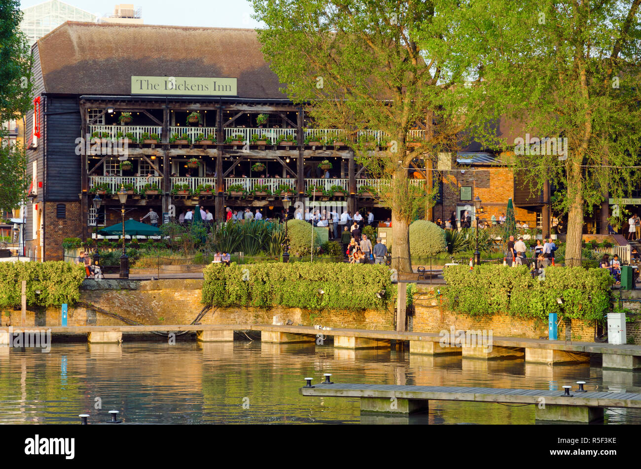 UK, England, London, St. Katherine's Dock, The Dickens Inn Stock Photo ...