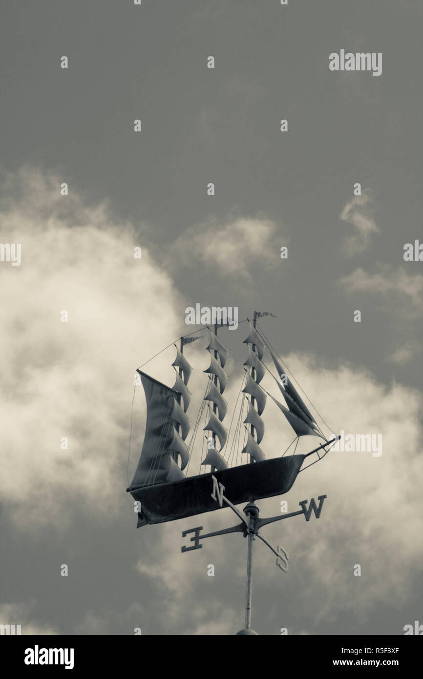 USA, New York, Long Island, Greenport, tall ship weather vane Stock ...
