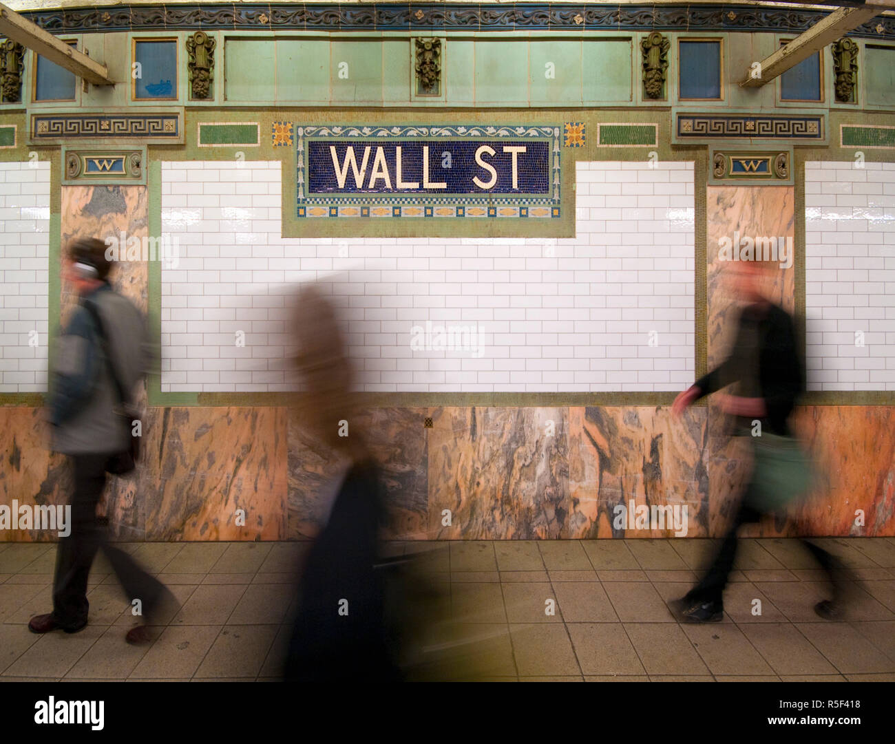 USA, New York, Manhattan, Downtown, Wall Street Subway Station Stock ...