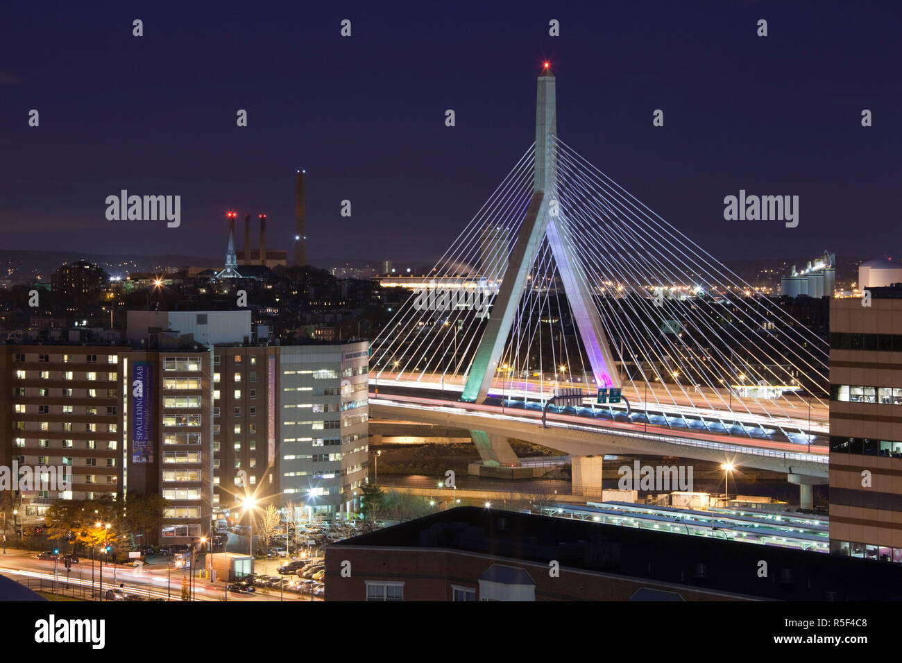 Zakim bridge at night hi-res stock photography and images - Alamy