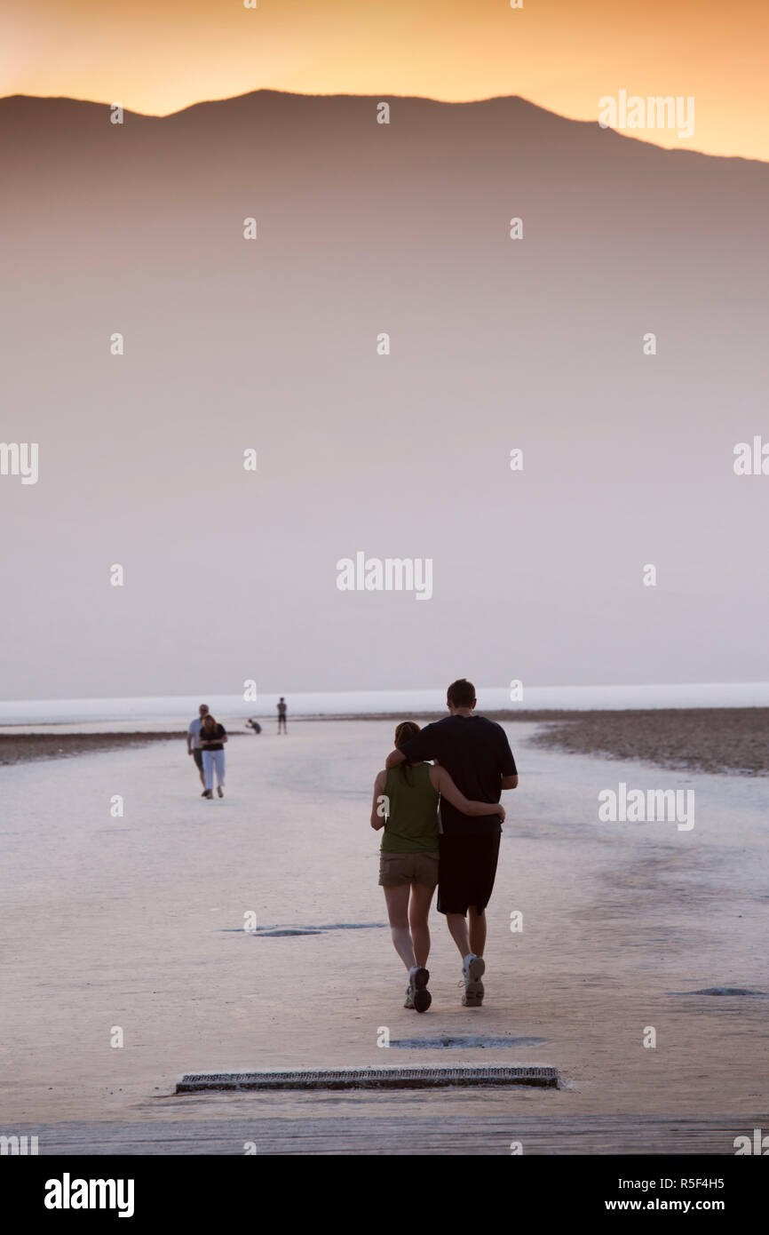 USA, California, Death Valley National Park, Badwater, elevation 282 ...