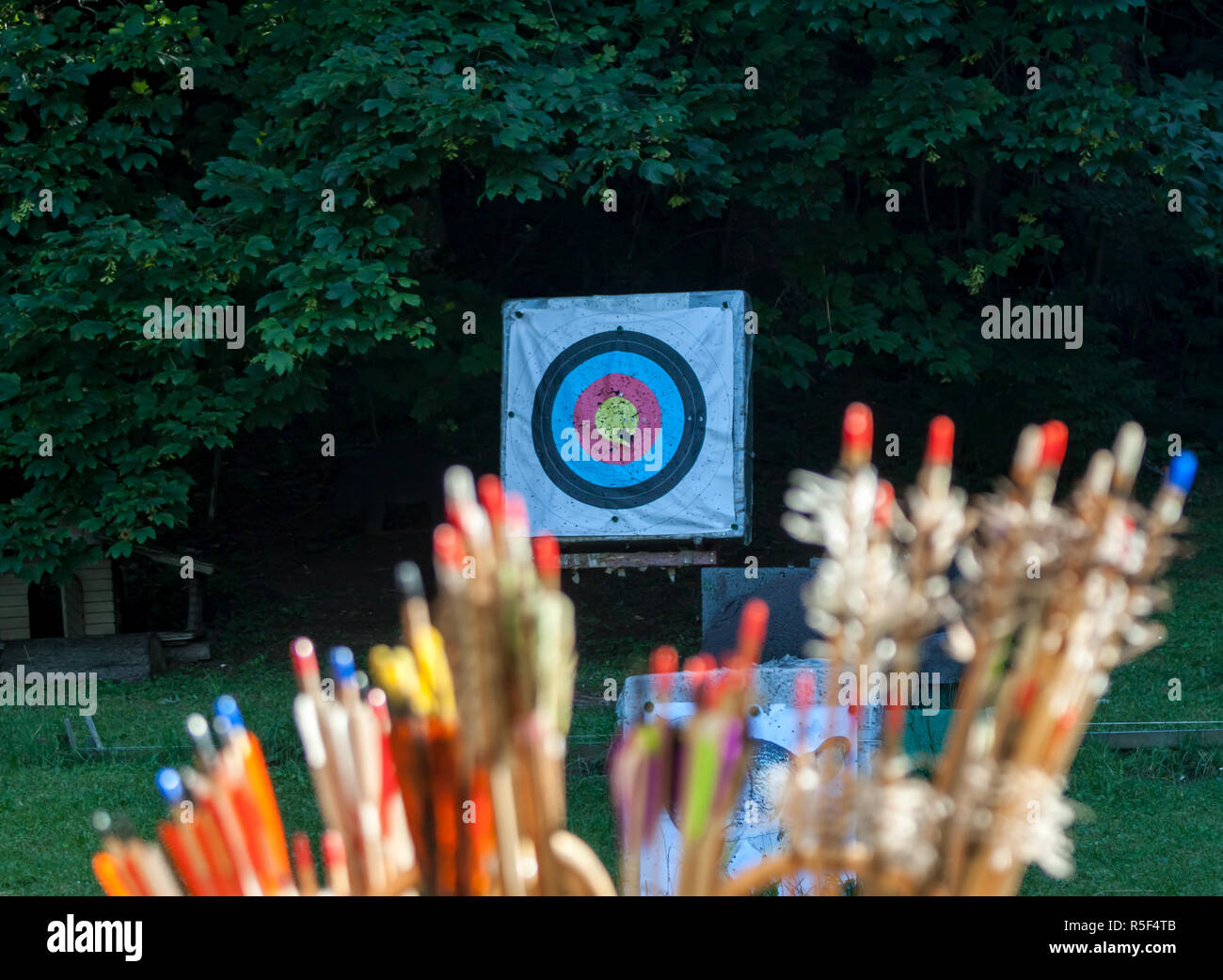 archery arrows and sport aim for exercises Stock Photo - Alamy