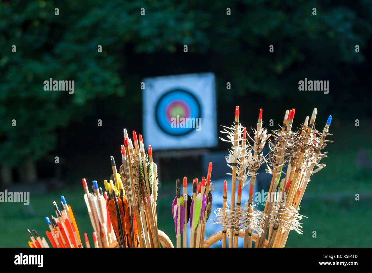 archery arrows and sport aim for exercises Stock Photo - Alamy
