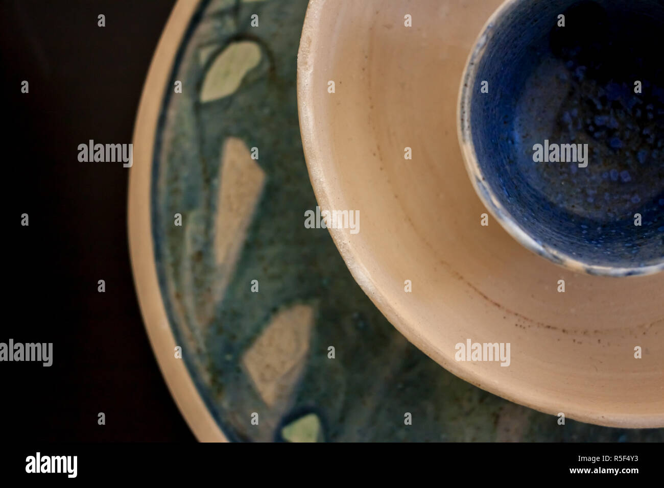 colorful clay dishes top view Stock Photo - Alamy