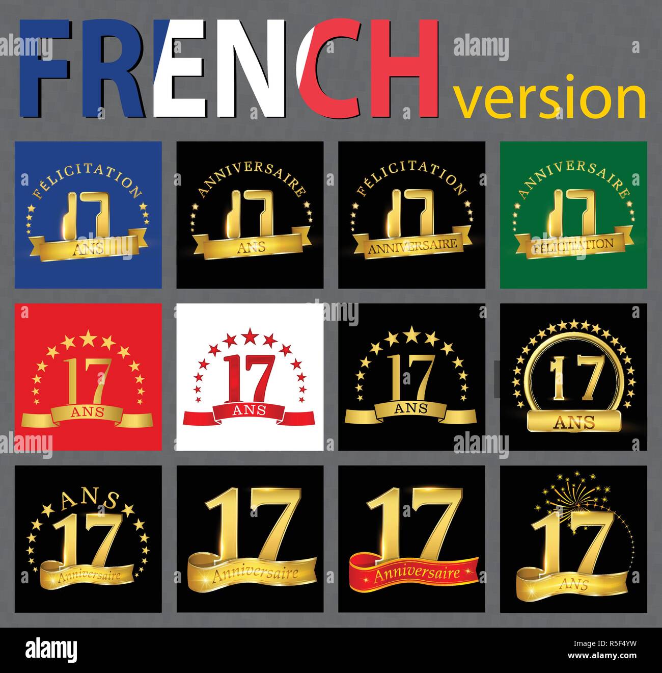 Happy birthday number 17 greeting Stock Vector Images - Alamy